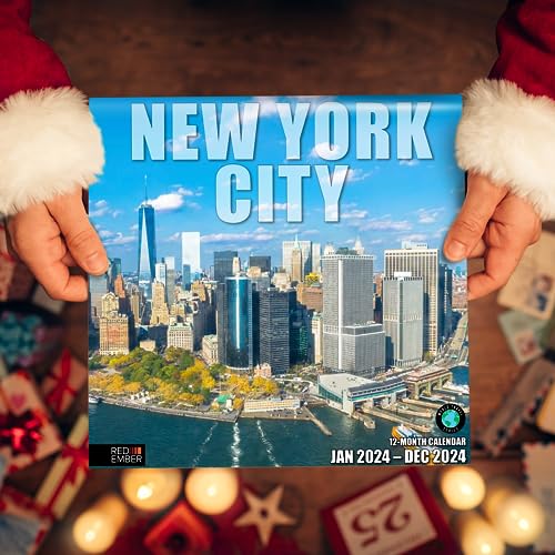 RED EMBER New York City 2024 Wall Calendar 12 Month | 12" x 24" Open | Thick & Sturdy Paper | Giftable | Calendar 2024