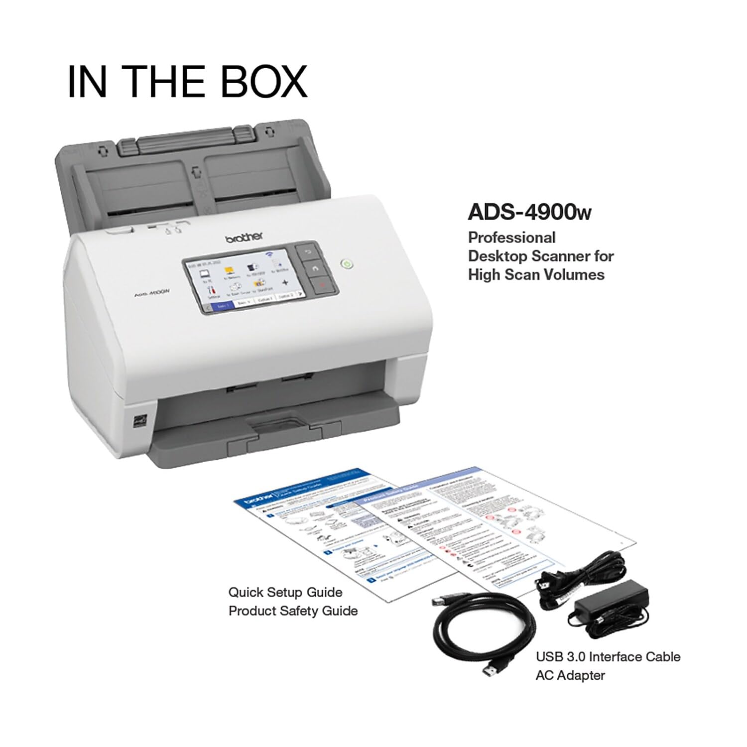 Brother ADS-4900W Professional Desktop Scanner with Fast Scan Speeds, Duplex, Wireless, and Large Touchscreen