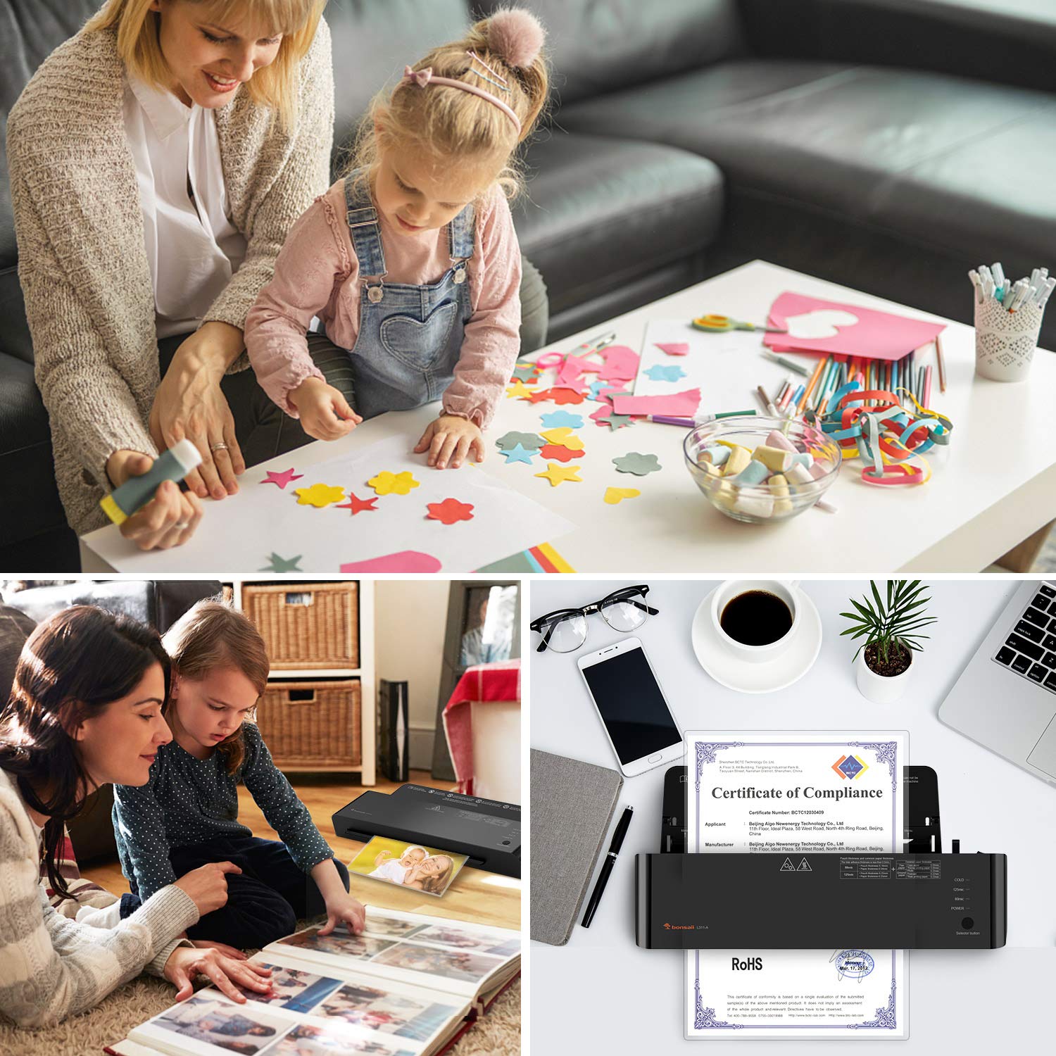 Laminator, 13 Inches Thermal Laminating Machine for A3/A4/A6, 4 in 1 Bonsaii Personal Hot and Cold Laminator with Cutter, Paper Trimmer and 25 Pouches, for Office/School/Home Use, L311-A