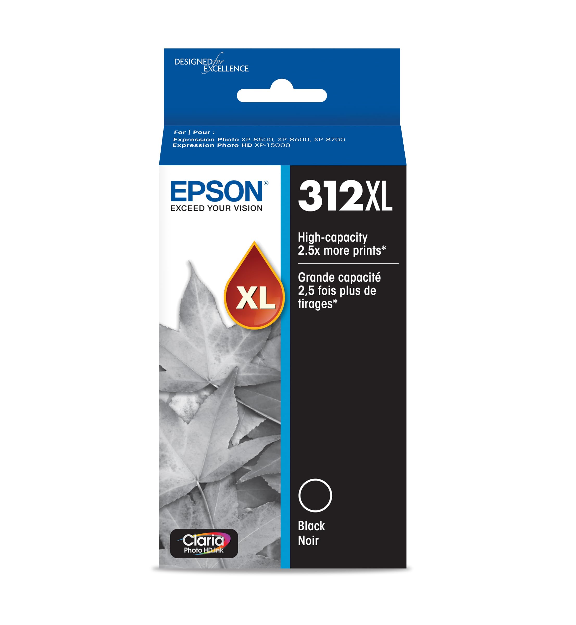 EPSON T312 Claria Photo HD -Ink High Capacity Photo Black -Cartridge (T312XL120-S) for select Epson Expression Photo Printers