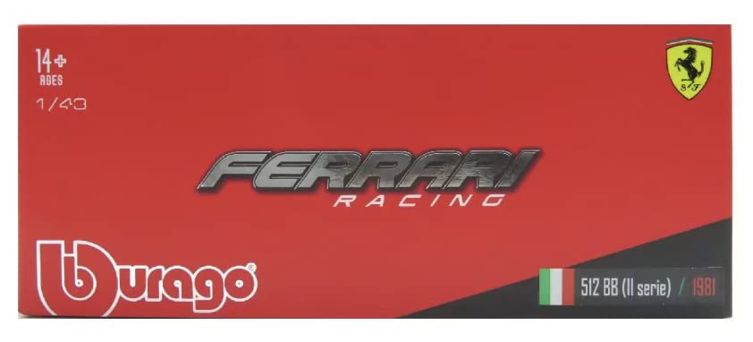 Bburago-1/43 Scale Model Compatible With Ferrari Racing 512 Bb Ii Serie 1981 Racing Car Die-Cast Model Miniature Collectible,Red
