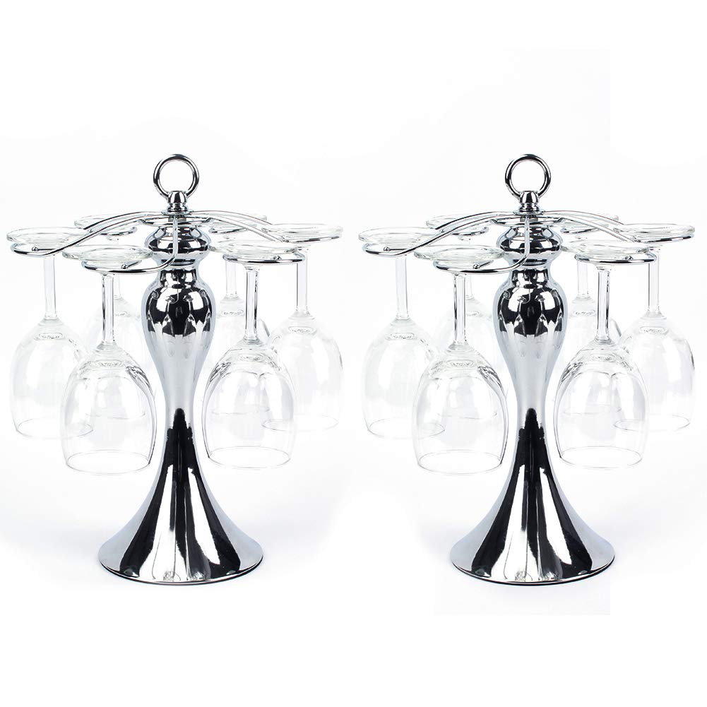 DreamiDeco Countertop Stemware Holder and Wine Glass Drying Rack for Home and Bar, Each Holds 6 glasses, 2 Packs