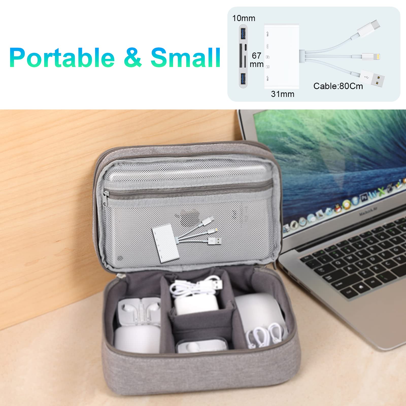 【Apple MFi Certified】 Multi 5-in-1 SD TF Memory Card Reader with SD/Micro SD/SDHC/SDXC/MMC,Lightning+Type C+USB A OTG Adapter for iPhone/iPad/Android/MacBook/PC/Tablet/Camera/Hard Disk/Flash Drive