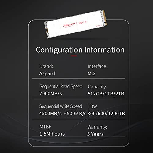 Asgard SSD AN4 Plus ssd GEN4X4 M.2 2280 Pcle 4.0 7000 MB/s NVMe 2TB Internal Hard Disk for Desktop SSD Storage and Memory for Laptop & PC Desktop