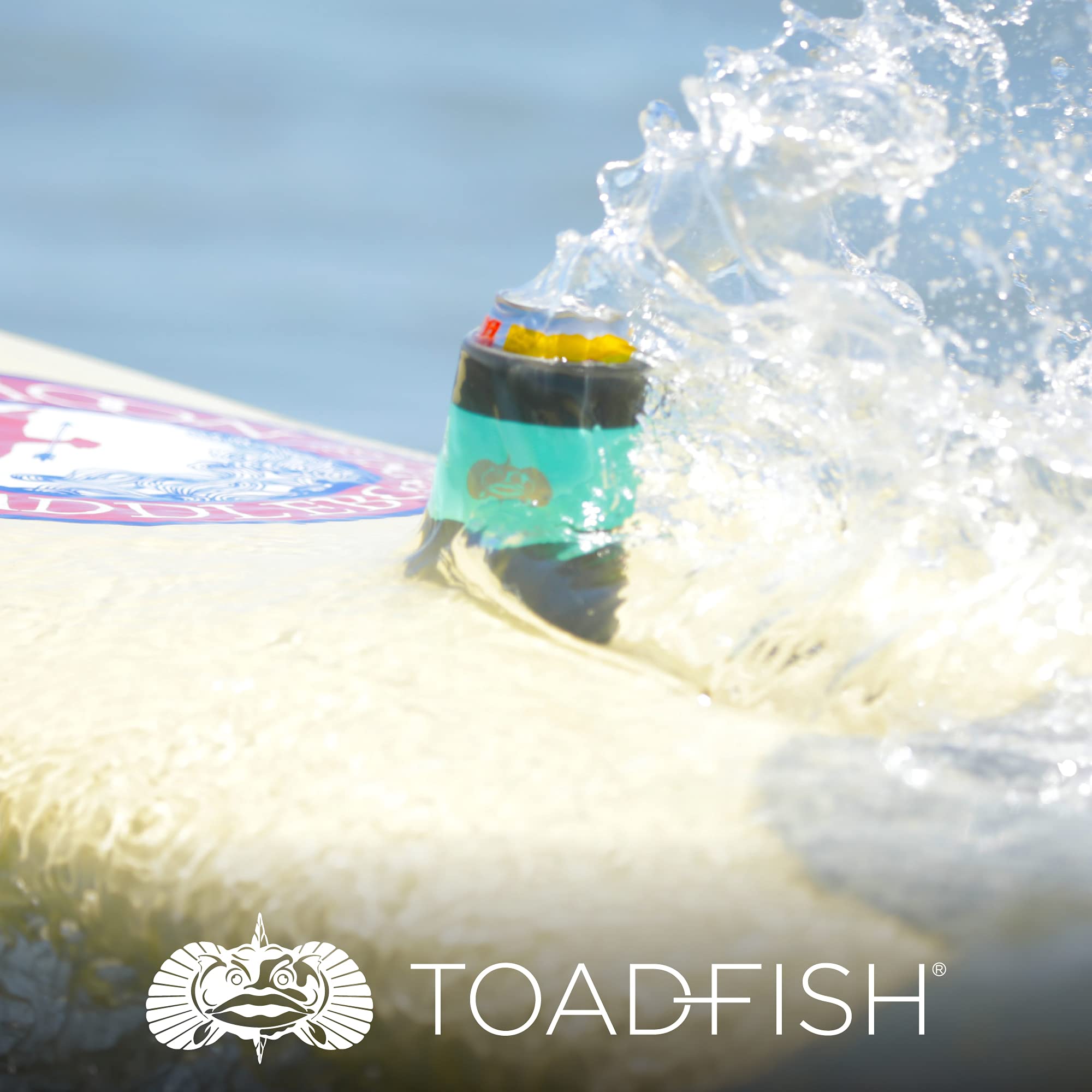 Toadfish Non-Tipping Can Cooler for 12oz Cans - Suction Cup Can Cooler for Beer & Soda - Includes Slim Can Adapter - Stainless Steel Double-Wall Vacuum Insulated Cooler - Teal