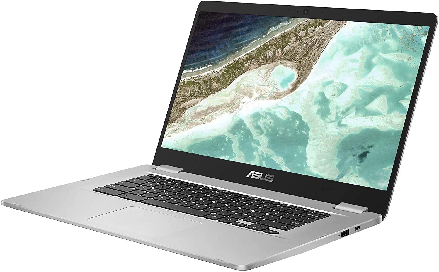 ASUS Chromebook C523, 15.6" FHD NanoEdge-Display with 180 Degree-Hinge, Intel Celeron N3350-Processor, 4GB LPDDR4-RAM, 64GB Storage, Chrome OS, Silver, Laptop-Sleeve Protector, C523NA-IH44F