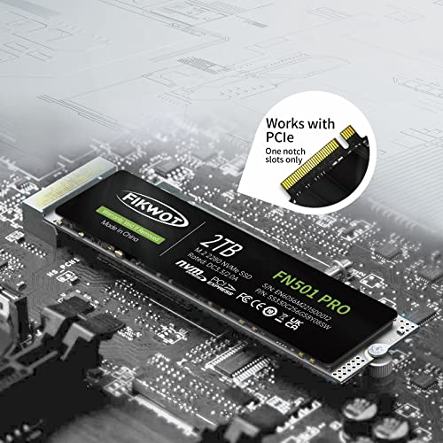 Fikwot FN501 Pro 2TB NVMe SSD - M.2 2280 PCIe Gen3 x4 Internal Solid State Drive with Graphene Cooling Sticker, Up to 3,500MB/s, SLC Cache 3D NAND TLC, Compatible with Laptop & PC Desktop
