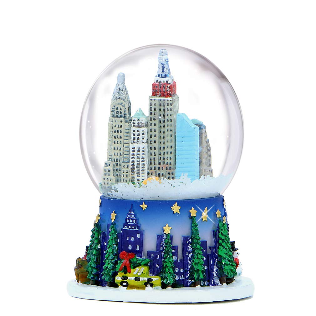 Mini New York City Christmas Snow Globe and Rockefeller Center Skyline NYC Snow Globes