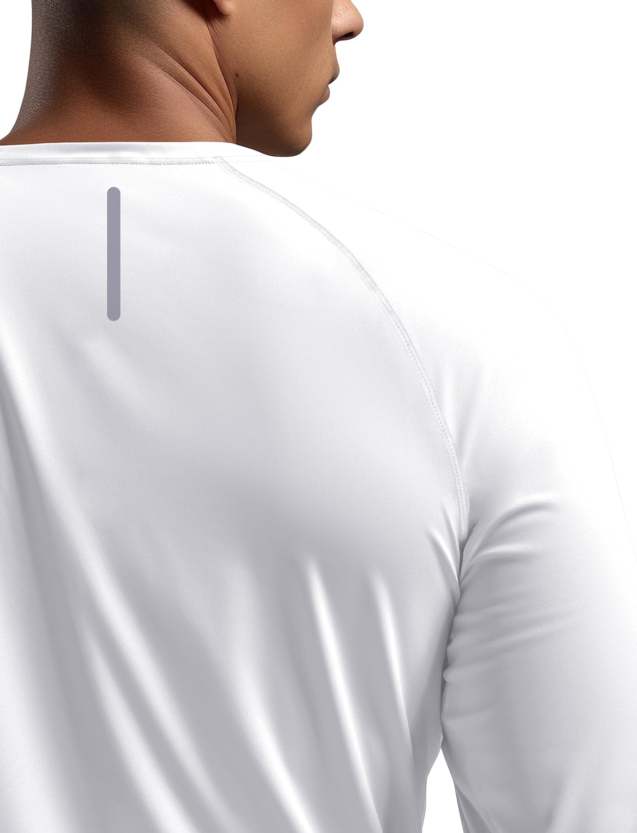 Long Sleeve Workout Shirts for Men Dry Fit(White,L)