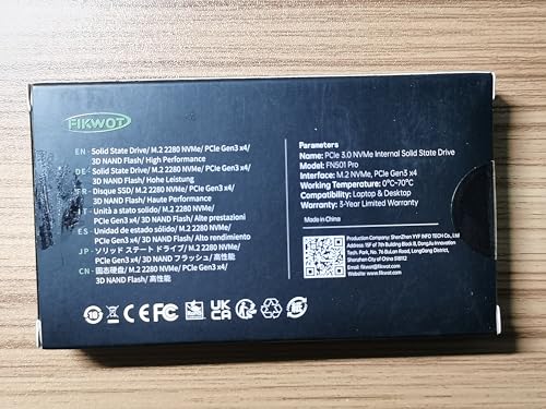 Fikwot FN501 Pro 2TB NVMe SSD - M.2 2280 PCIe Gen3 x4 Internal Solid State Drive with Graphene Cooling Sticker, Up to 3,500MB/s, SLC Cache 3D NAND TLC, Compatible with Laptop & PC Desktop