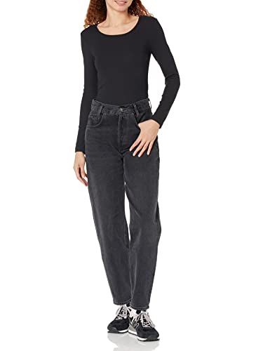 Amazon Essentials Sweater for Women, Long Sleeve Slim-Fit Rib Scoop Neck (Available in Plus Size), Pack of 2, Black/Eggshell White, Small