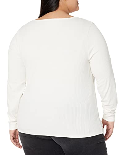 Amazon Essentials Sweater for Women, Long Sleeve Slim-Fit Rib Scoop Neck (Available in Plus Size), Pack of 2, Black/Eggshell White, Small