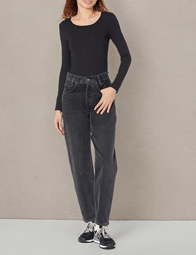 Amazon Essentials Sweater for Women, Long Sleeve Slim-Fit Rib Scoop Neck (Available in Plus Size), Pack of 2, Black/Eggshell White, Small