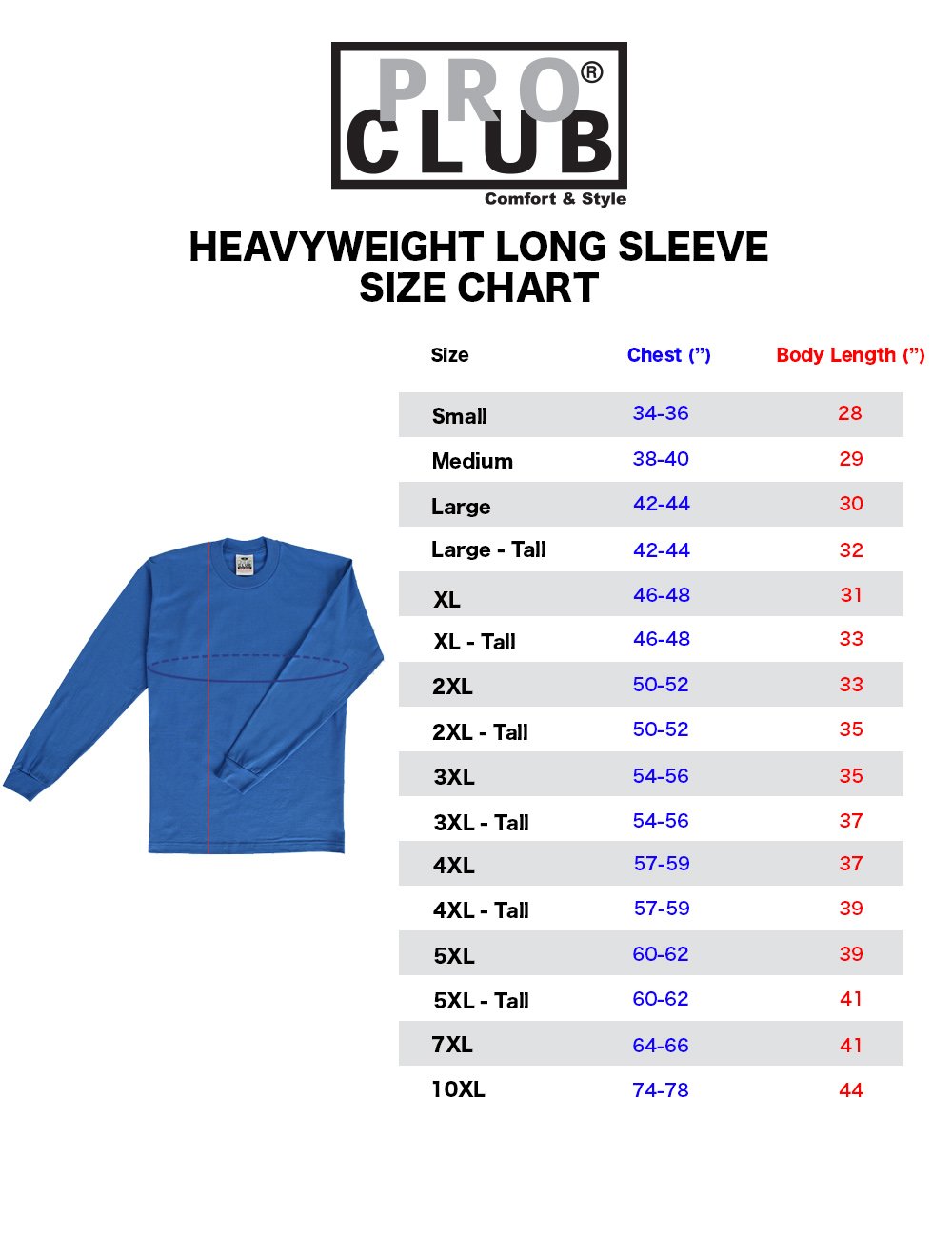 Pro Club Men's Heavyweight Cotton Long Sleeve Crew Neck T-Shirt, Heather Gray, 2X-Large