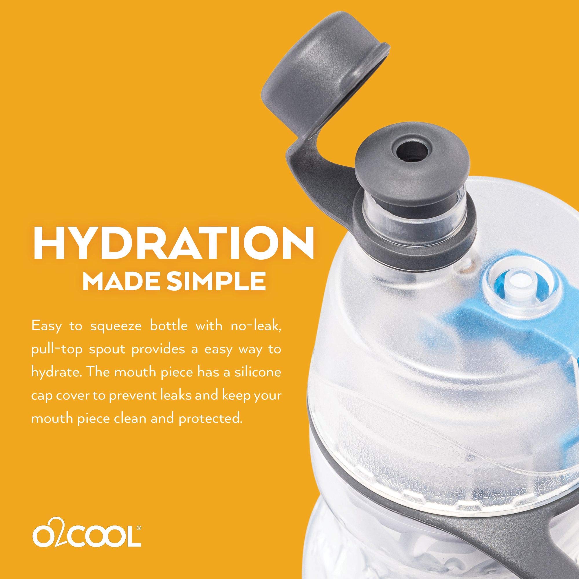 O2COOL Mist 'N Sip Misting Water Bottle No Leak Pull Top Spout Sports Water Bottle 20 oz (Football)
