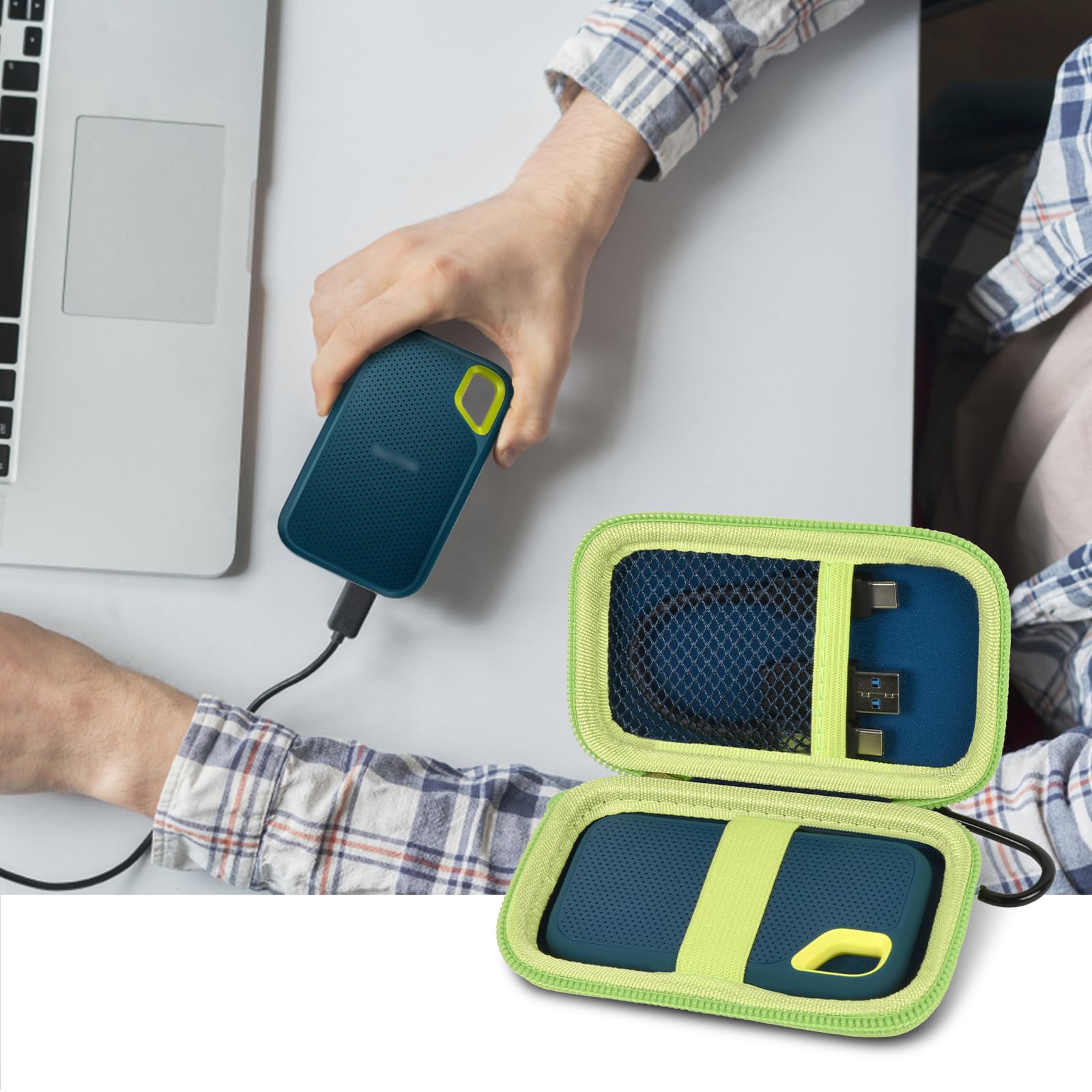 Case Compatible with SanDisk 1TB 2TB 500GB 4TB/for SanDisk PRO Extreme Portable SSD, External Solid State Hard Drive Storage Holder for SDSSDE61/ SDSSDE60/ SDSSDE81/SDSSDE30/SDSSDE60 (Box Only)(Green)
