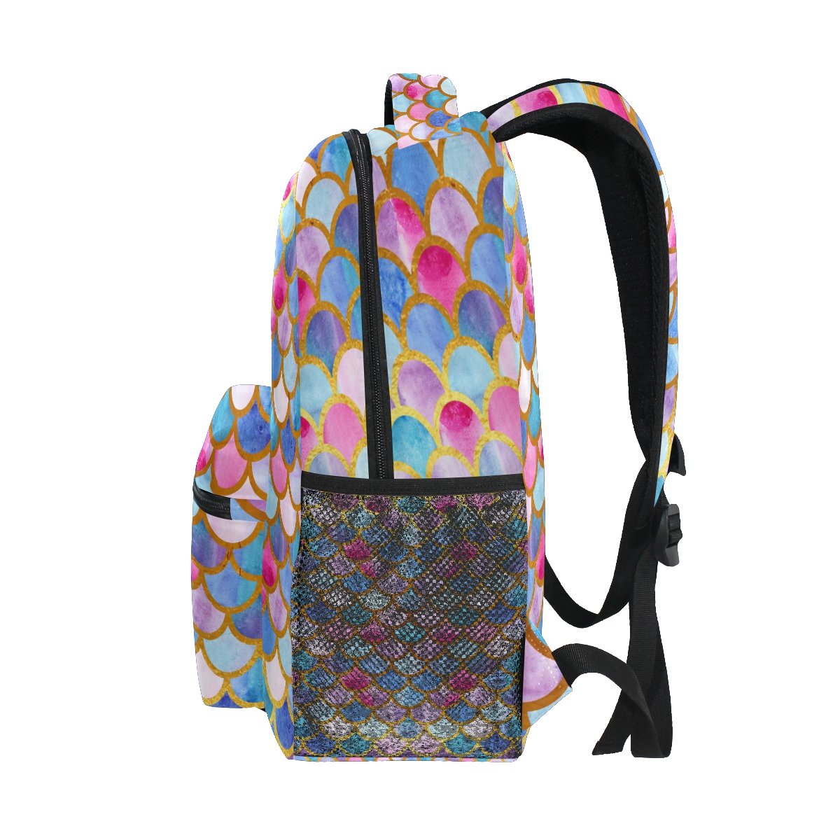 ZZKKO Colorful Mermaid Scale Boys Girls School Computer Backpacks Book Bag Travel Hiking Camping Daypack
