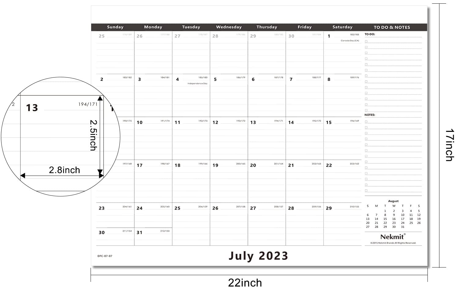 Nekmit Large Desk Calendar 2023 with Black Desk Pad, Desk Blotter Calendar 22"x17", Runs From Now - Jun 2024 with TO-DO and NOTES List