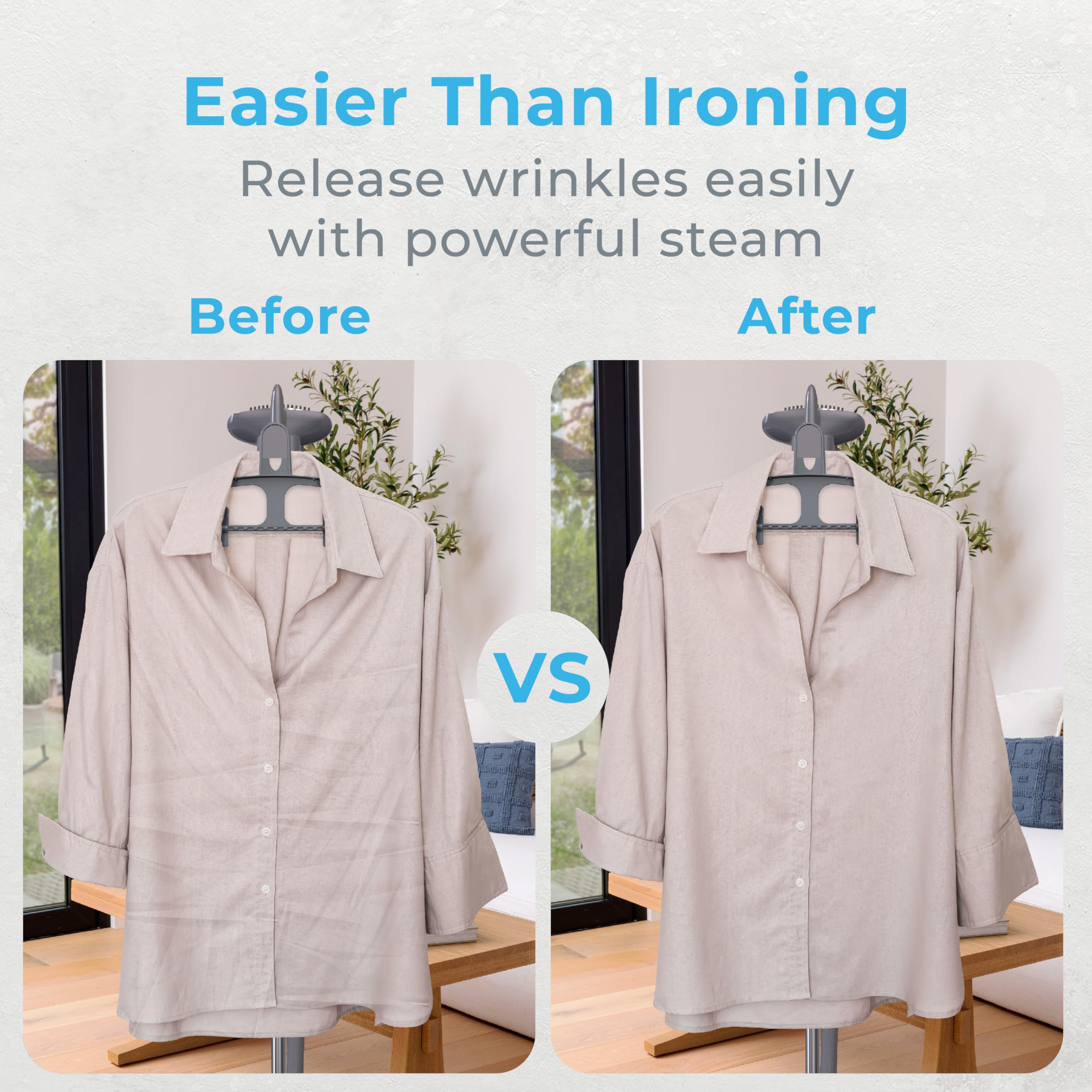 Pure Enrichment® PureSteam™ XL Standing Steamer with Garment Hanger - Heats in 45 Seconds with 0.5-Gallon Water Tank for 1 Hour Continuous Steaming - Includes Fabric Brush and Easy-roll Wheels
