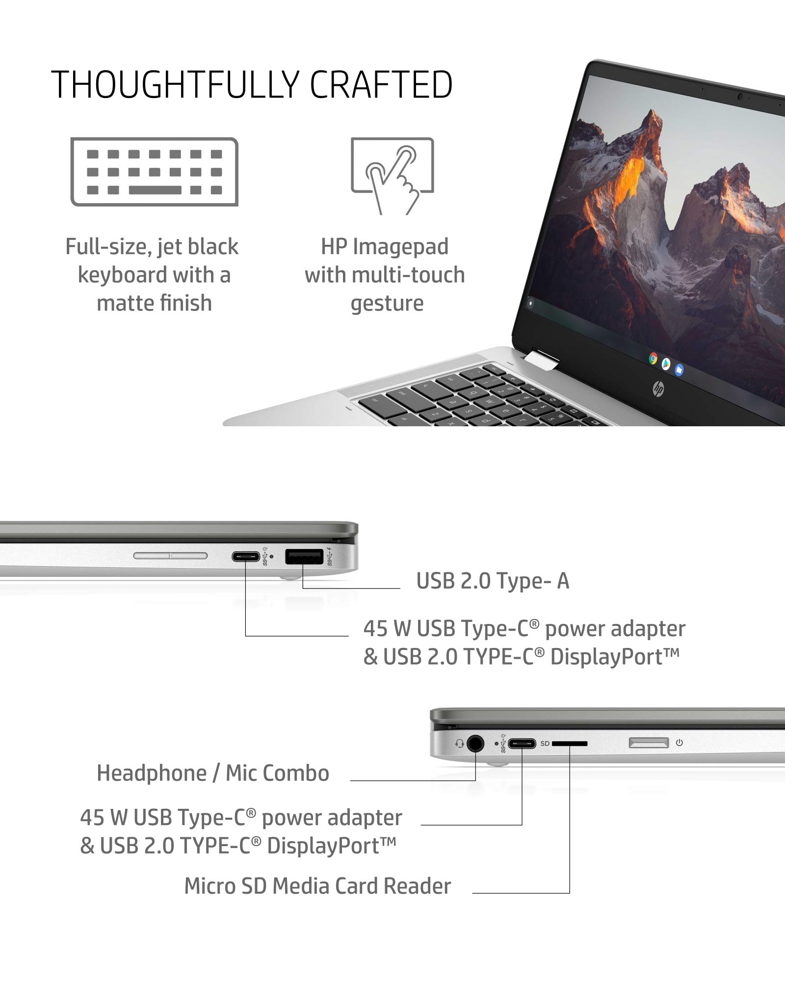 HP Chromebook x360 14a Laptop - Dual Core Intel Celeron N4020 - 4 GB RAM - 32 GB eMMC Storage - 14-inch HD Touchscreen - Google Chrome OS - Lightweight and Long Battery Life (14a-ca0010nr, 2020)