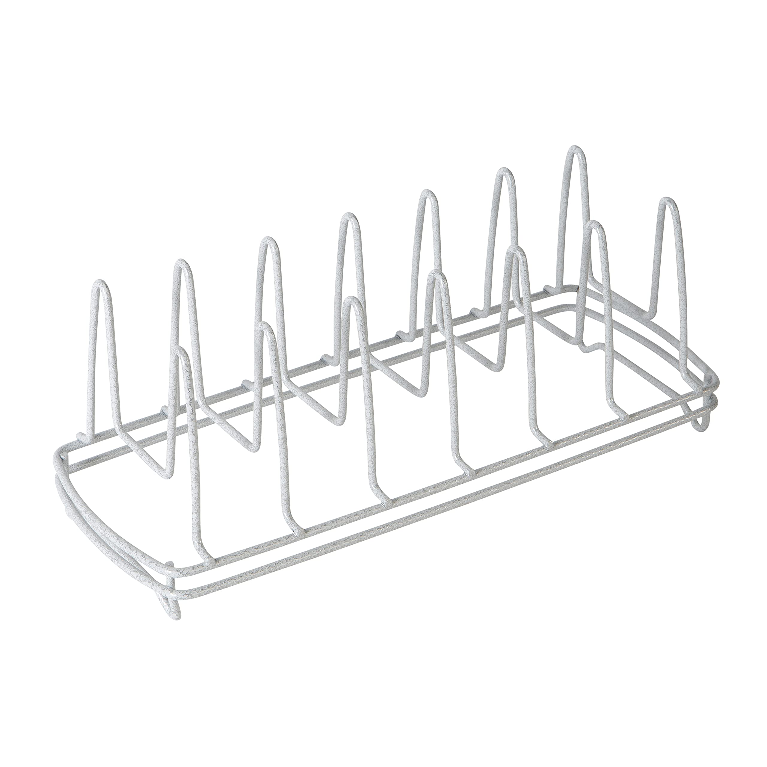 Laura Ashley Lid Organizer for Pots & Pants, in Cabinet or Countertop Speckled Kitchen Collection, 13.6"x 5.3"x 5.4", White