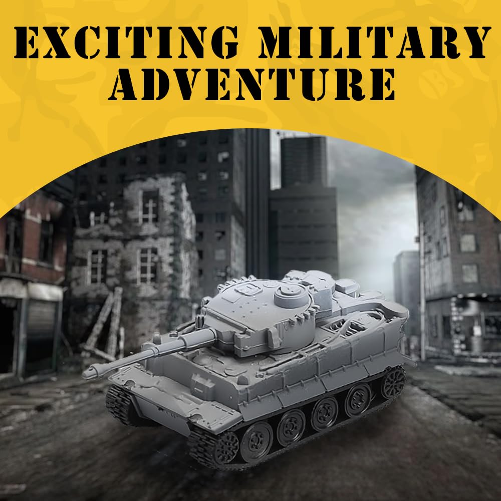 ViiKONDO 8 PCS 1/144 WWII Tank Model German Tiger Hunting Heavy Tank Panther Main Battle Tank AMX-30 Soviet T-34 Medium DIY Assembly Collection