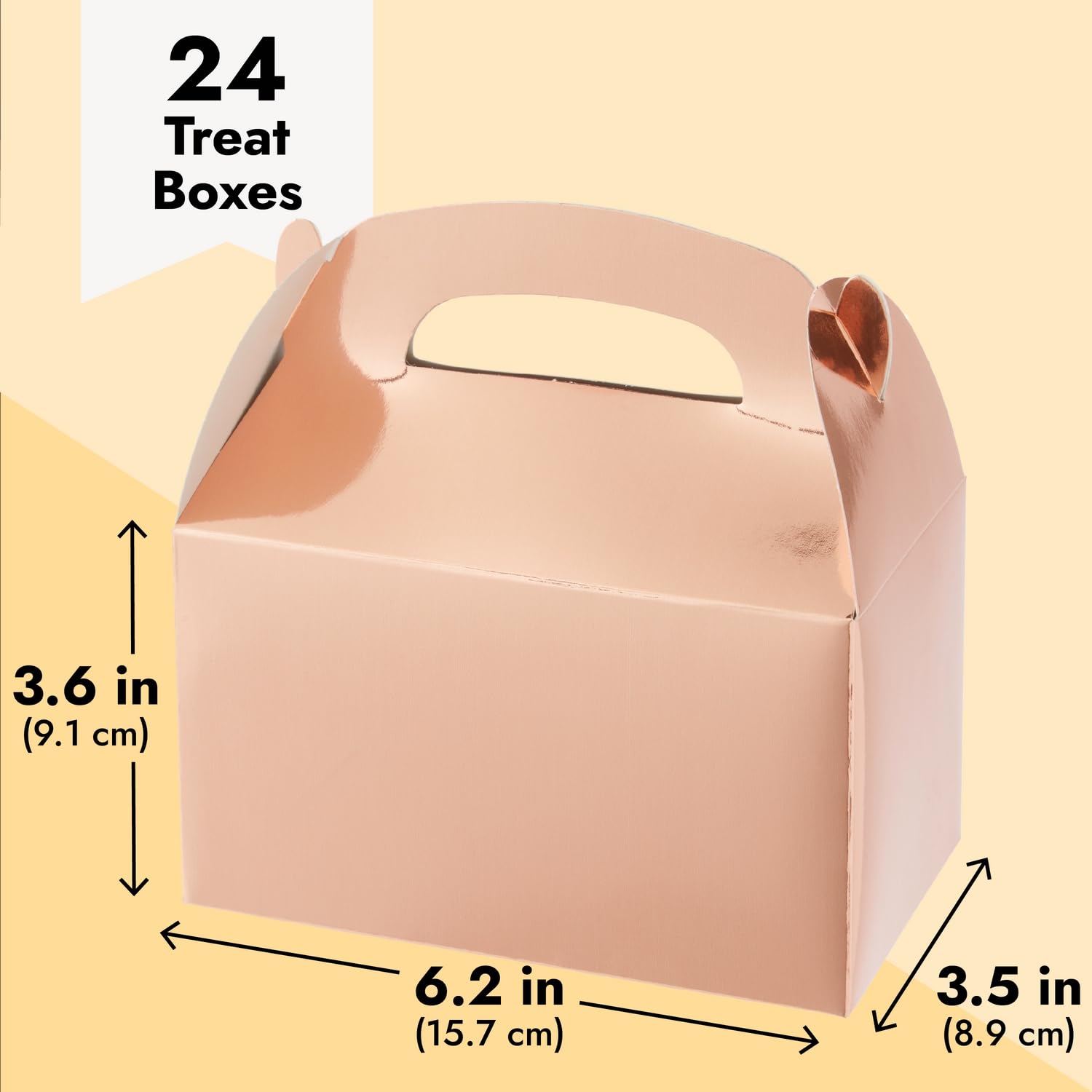 Juvale 24 Pack Rose Gold Gable Boxes for Baby Shower, Wedding, Birthday Themed Party Favors (6.2 x 3.5 x 3.6 In)