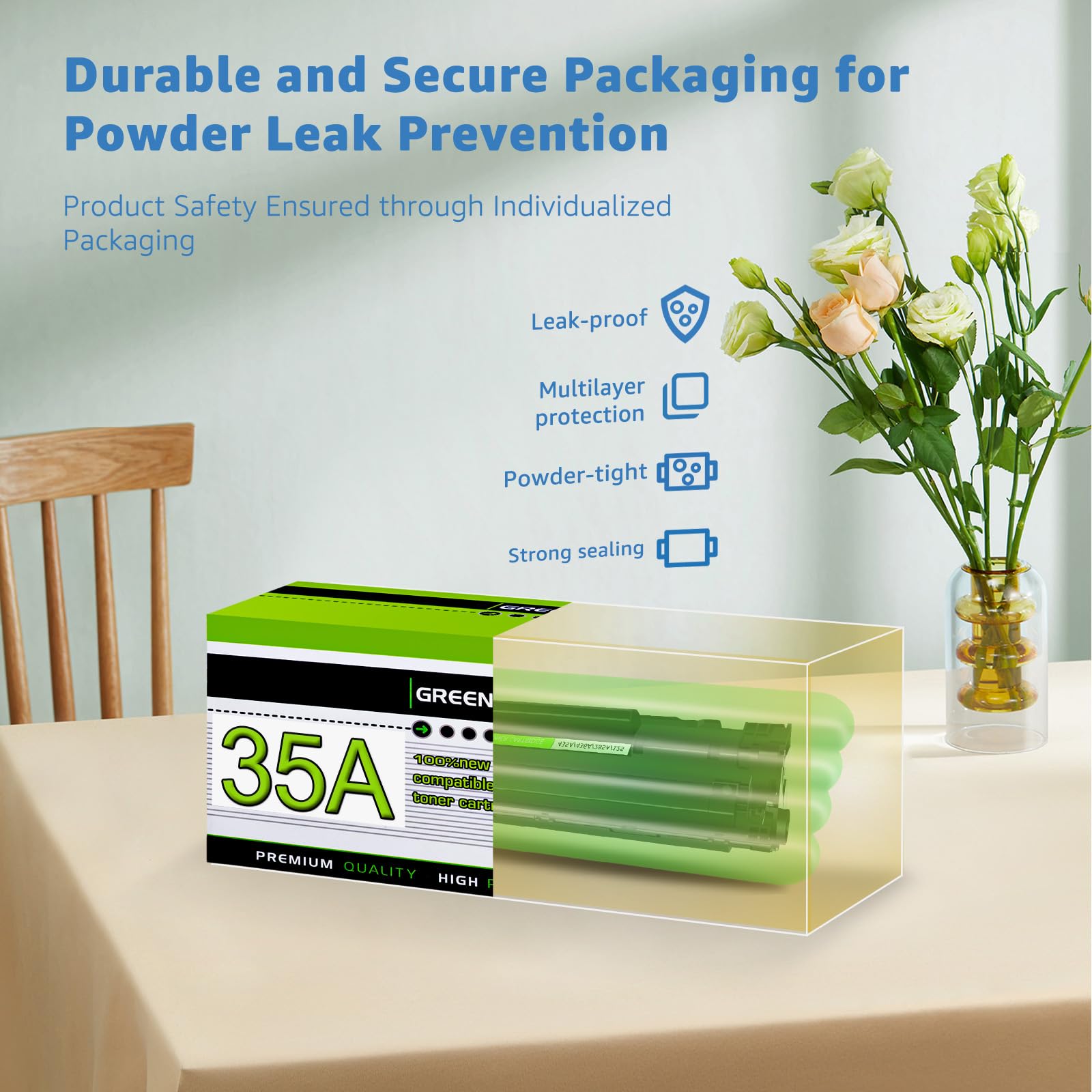 greencycle High Yield Compatible 35A CB435A Toner Cartridge Replacement for Laserjet P1002 P1003 P1004 P1005 P1006 P1007 P1009 Series Printers ( Black, 4 Pack )