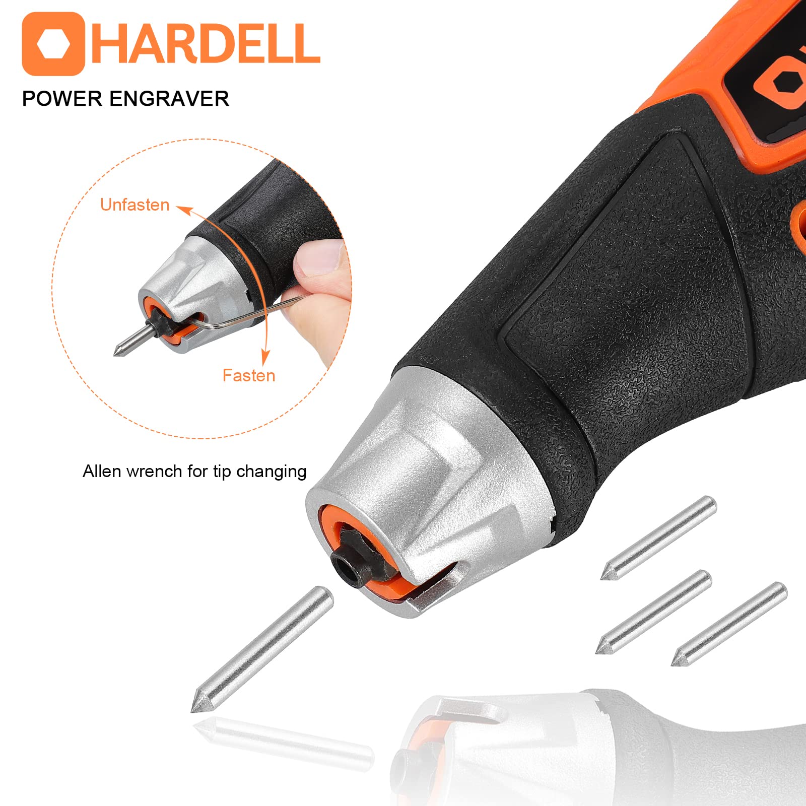 HARDELL 15W Engraver, 5 Speed Engraving Pen with 2 Stencils and 3 Tungsten Carbide Steel Bits, Handheld Etching Tool for Metal, Wood, Glass, DIY Crafting, Leather, PVC Pipe, Stone(Pink)
