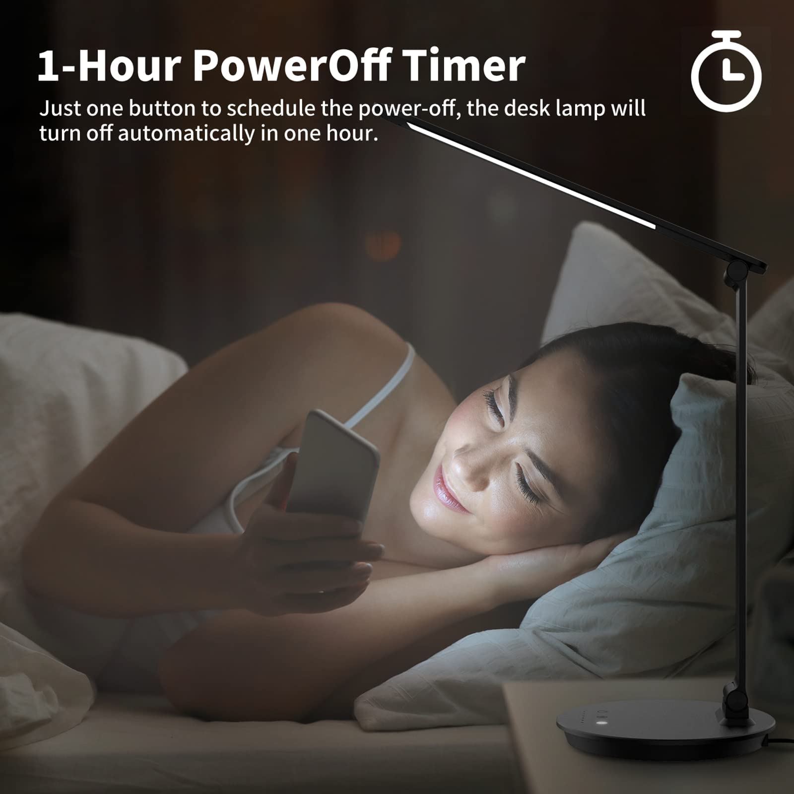 Mongery LED Desk Lamp, Table Lamp with Touch Control USB Charging, Eye-Caring Desk Lamp Aluminum Multiple Angle Adjustments LED Light for Office, Home, Reading and More, Black