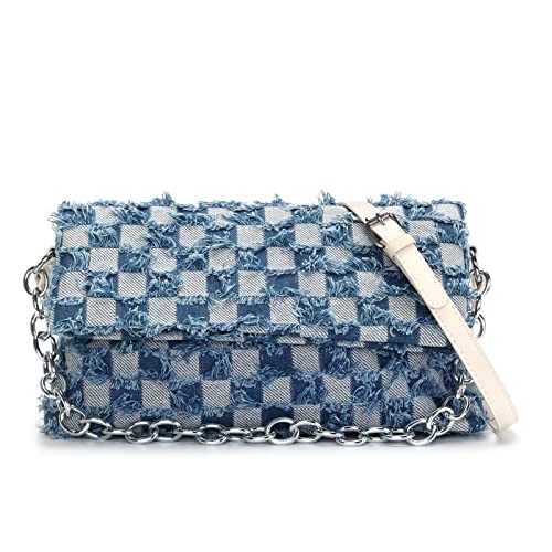 Denim Hobo Bag For Women Canvas Shoulder Tote Bag(Blue)