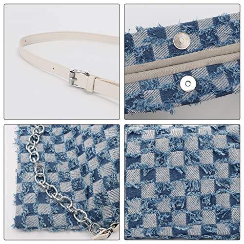 Denim Hobo Bag For Women Canvas Shoulder Tote Bag(Blue)
