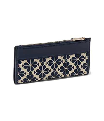 Kate Spade New York Spade Flower Jacquard Zip Slim Wallet Blue Multicolor 1 One Size