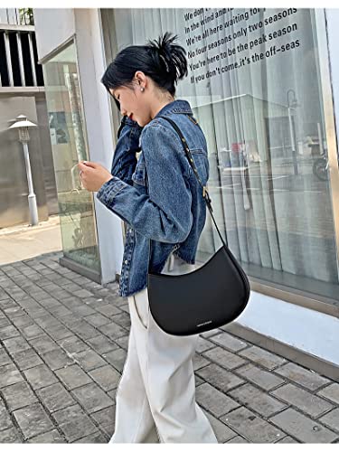 Cute Hobo Purses and Handbags for Women Split Leather Shoulder Tote Bags Crossbody bag (Black)