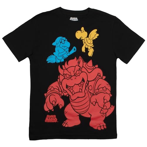 Nintendo Super Mario Bros Boys 4-Pack Short Sleeve T-Shirt Bundle Set for Kids (Size 7, Black/Green/Beige/Blue)
