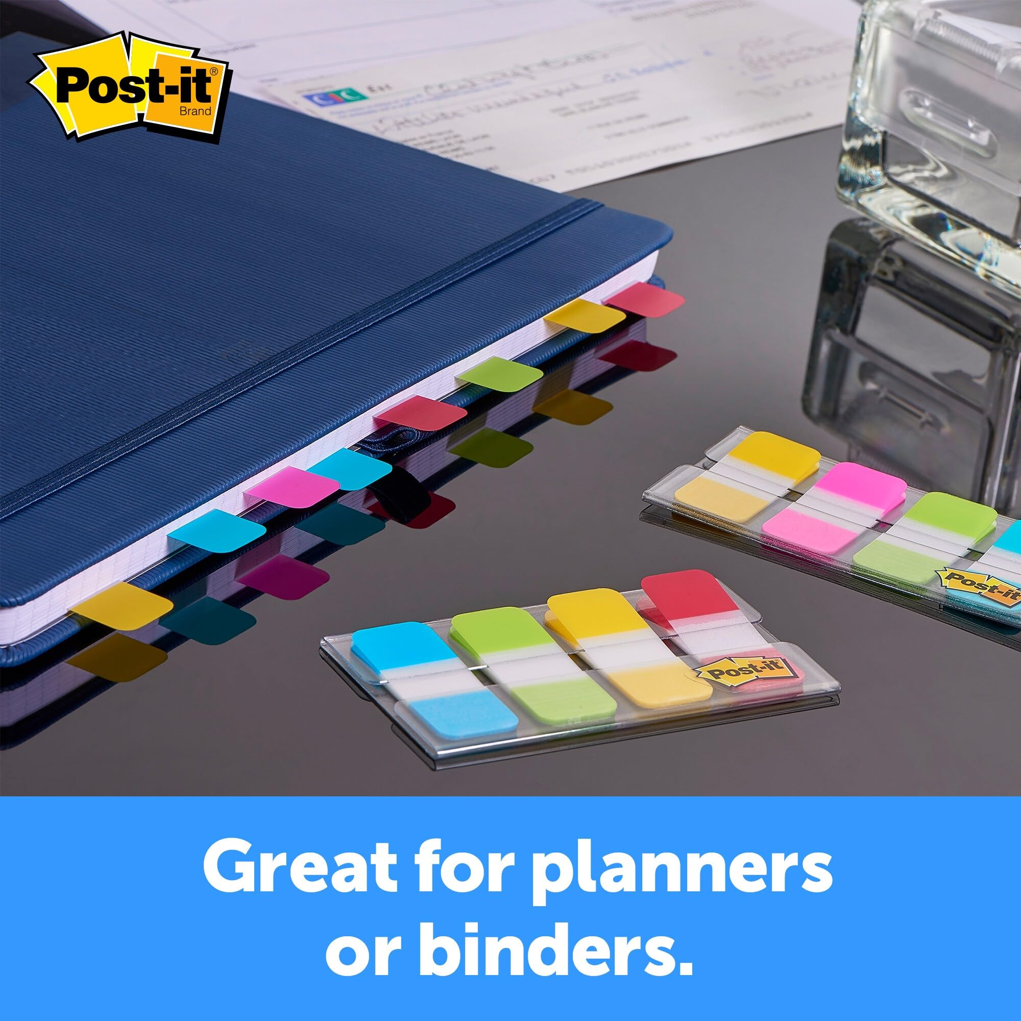Post-it Tabs.625 in Solid, Aqua, Lime, Yellow, Red, 10/Color, 40/Dispenser (676-ALYR)
