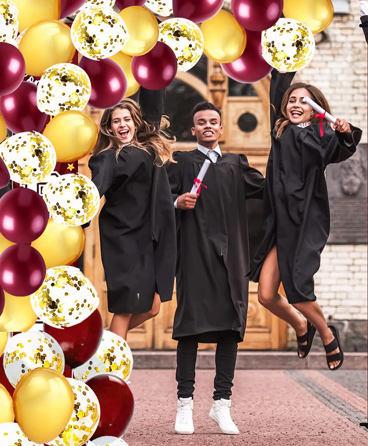 Graduation Party Decorations Maroon Gold 2023/Burgundy Gold Fall Birthday Party Decorations for Women Fall Balloons/Fall Party Decorations/Fall in love Bridal Shower Decorations
