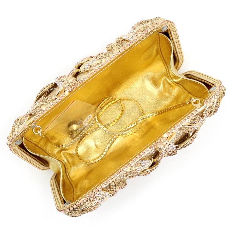 ZLXDP Evening Hollow Out Crystal Floral Diamond Evening Clutch Bag Party Wedding Purse