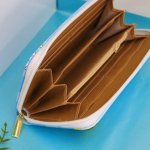 Kowckxi Cute Wallet for Men and Women, Cartoon PU Leather Purse, Clutch Stylish Zip Around Wallet Card Holder, 2Pcs Set