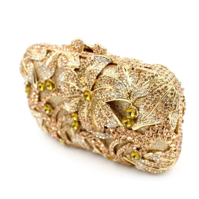 ZLXDP Evening Hollow Out Crystal Floral Diamond Evening Clutch Bag Party Wedding Purse