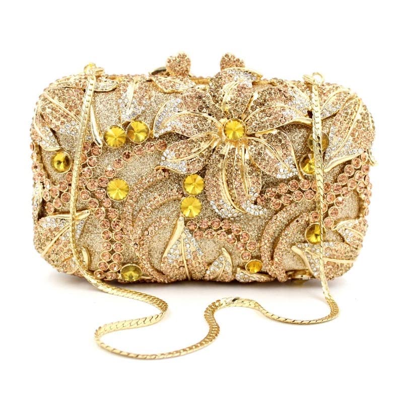 ZLXDP Evening Hollow Out Crystal Floral Diamond Evening Clutch Bag Party Wedding Purse
