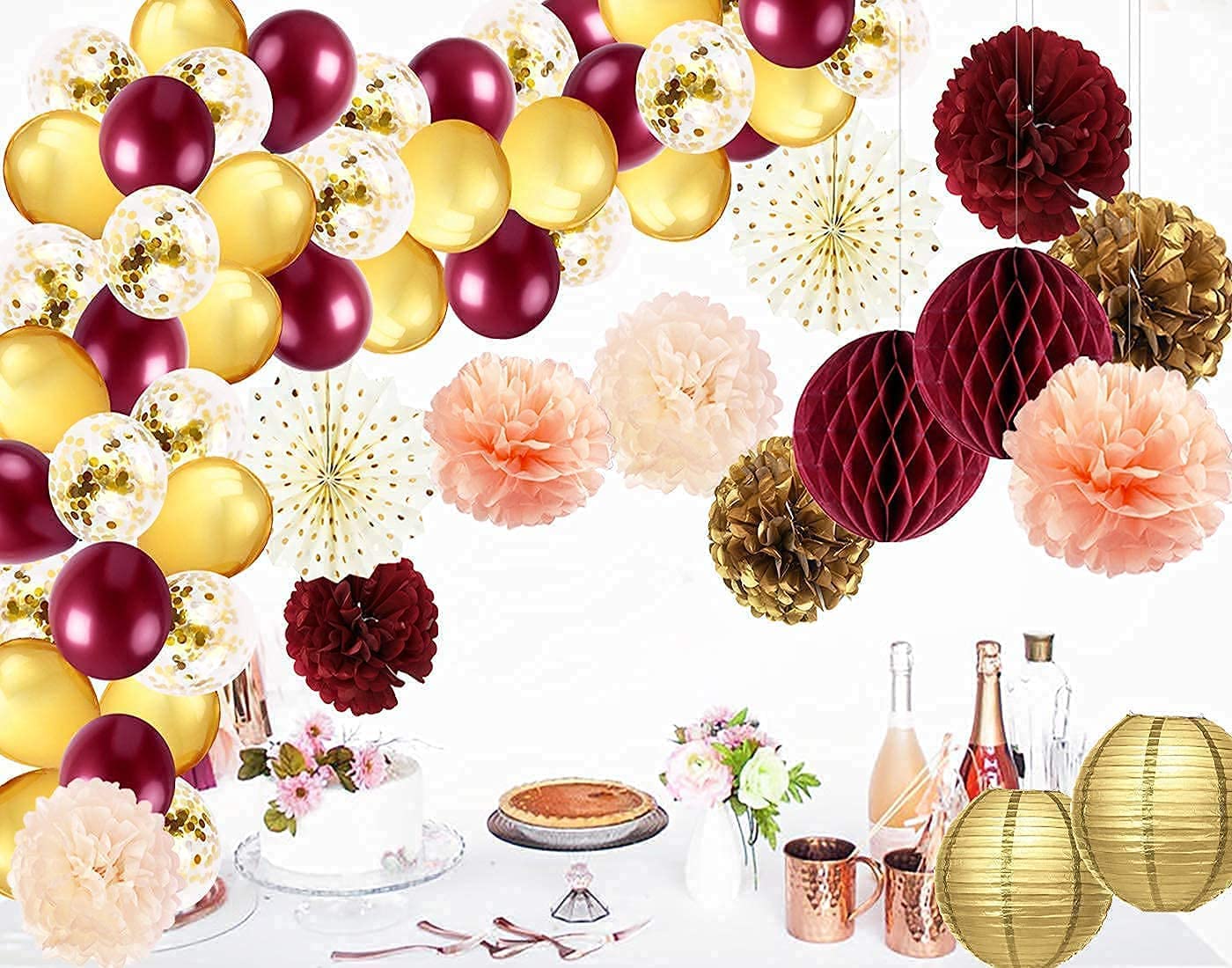 Graduation Party Decorations Maroon Gold 2023/Burgundy Gold Fall Birthday Party Decorations for Women Fall Balloons/Fall Party Decorations/Fall in love Bridal Shower Decorations