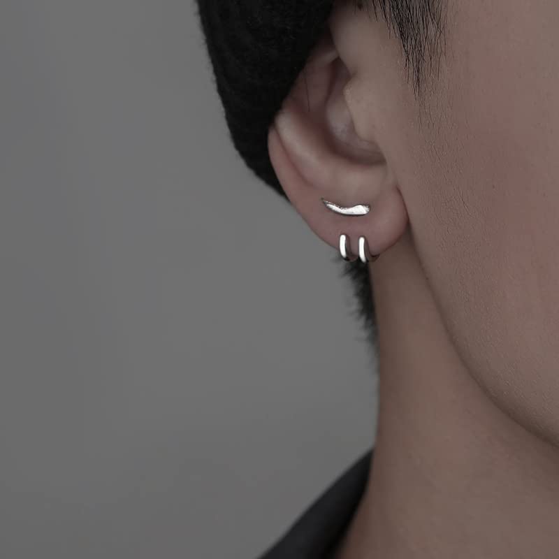 Detachable Dual Stud Earrings For Men, 2023 New Punk Hippie Clip On Dual Purpose Claw Stud Black Vintage Cool Cowhorn Gothic Earring Jewelry Gift (Black+Silver)