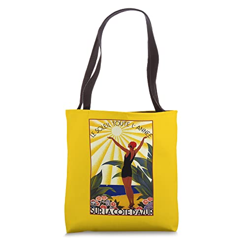 Woman Sun Bathing Retro Vintage CƓte d'Azur French Riviera Tote Bag
