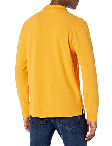 Amazon Essentials Mens Long Sleeve Polo Shirt with Collar, Regular-Fit Pique, Dark Yellow, Large