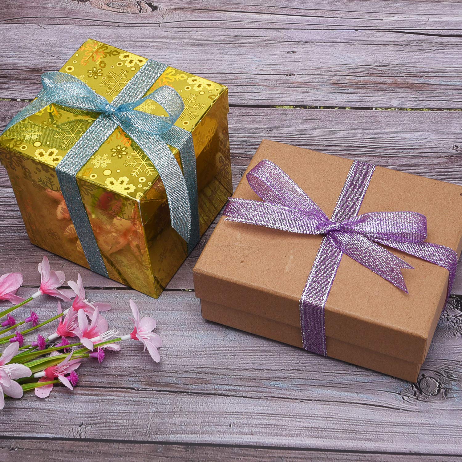 Livder 8 Rolls 1/2 Inch Width Metallic Glitter Ribbon for Holiday Wedding Birthday Party Decoration Gift Wrapping