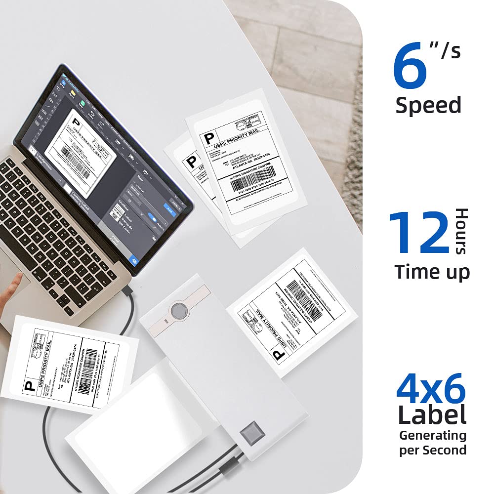 Shipping Label Printer for Shipping Packages, Thermal Label Printer 4x6 Label Printer for Small Business, Compatible with UPS, USPS, Etsy, Shopify, Amazon, FedEx, Ebay, and More on Windows & Mac