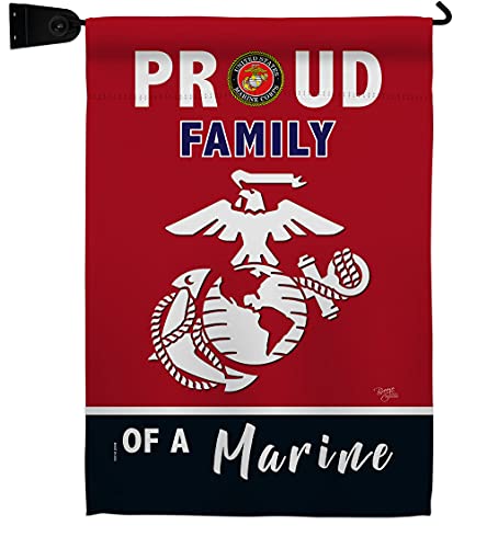 Breeze Decor Proud Family Garden Flag Set Mailbox Hanger Armed Forces Marine Corps USMC Semper Fi United State American Military Veteran Retire Official House Yard Gift Double-Sided, Made in USA