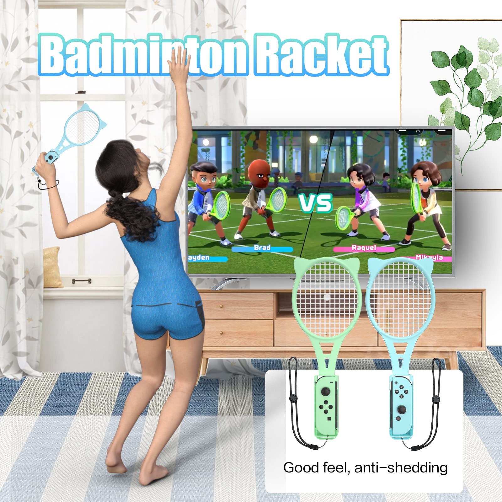 Nintendo Switch Sports Accessories, Nintendo Switch Sports Leg Strap, Switch Wrist Straps, Switch Boxing Grips, Switch Tennis Racket and Switch Golf Club - Blue and Green
