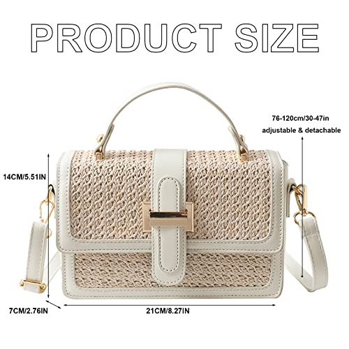 OWGSEE Straw Crossbody Bags for Women, Summer Straw Purses and Handbags Shoulder Clutch Bag for Vacation (Beige)
